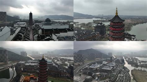 浙江湖州龙之梦太湖古镇景区航拍一镜到底视频素材下载编号10313639光厂vj师网