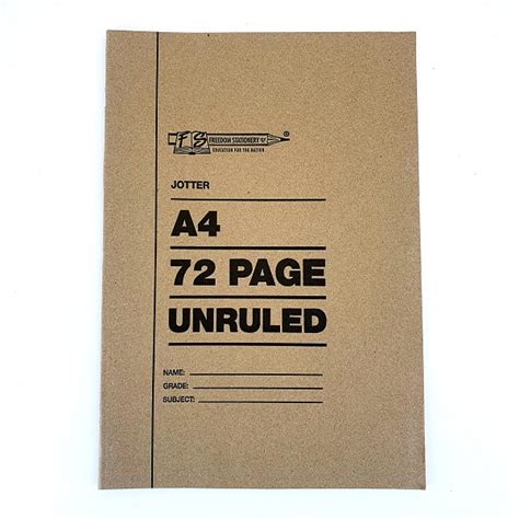 Jotter Book A4 72 Page Unruled Freedom Factory Plaza