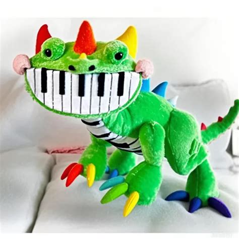 New 25cm Pianosaurus Plush Bobby Playtime 4 Game Piano Dinosaur Toy