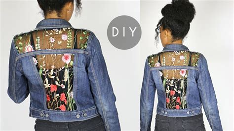 DIY Embroidered Sheer Cut Out Denim Jacket NO SEWING YouTube