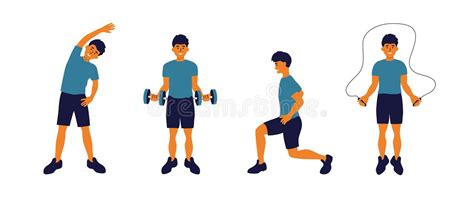 Man Doing Dumbbell Lunges Exercise Stock Illustrations 55 Man Doing