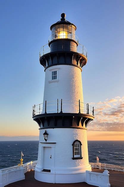 Guiding The Maritime Seas Lighthouse Beacon Premium Ai Generated Image