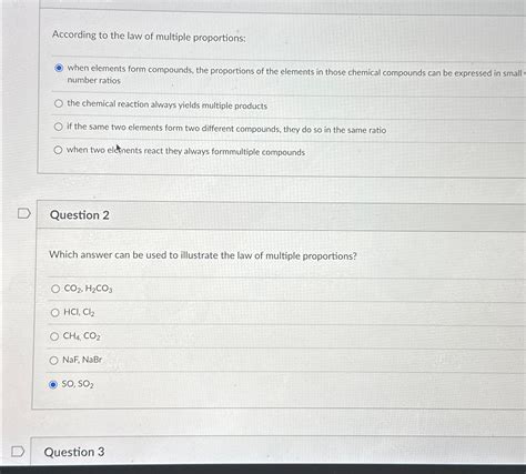 Solved According To The Law Of Multiple Proportionswhen
