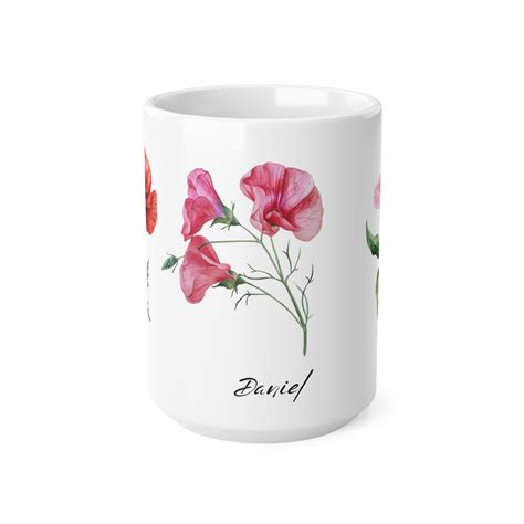 Custom Birth Flower Mug Personalized Flower Mug Birth Flower Mug