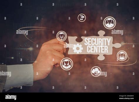 Conceptual Caption Security Center Word Written On Centralized Unit That Deals With Security