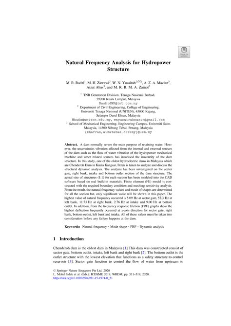 Pdf Natural Frequency Analysis For Hydropower Structure