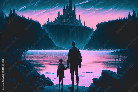 In The Darkness A Father And Daughter Behold Mysterious Fortresses