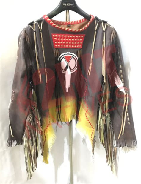 NEW MENS NATIVE AMERICAN BUCKSKIN POWWOW REGALIA BEADED WAR SHIRT NS26
