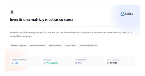 Invertir Una Matriz Y Mostrar Su Suma Labex