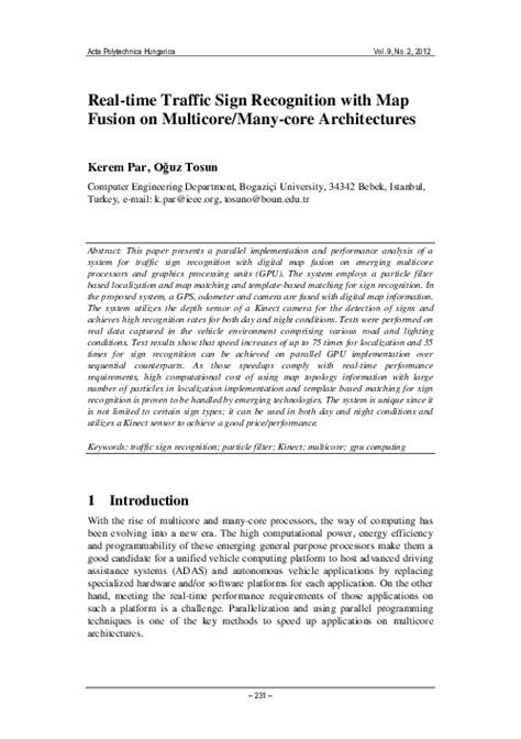 Pdf Real Time Traffic Sign Recognition With Map Fusion On Multicoremany Core Architectures