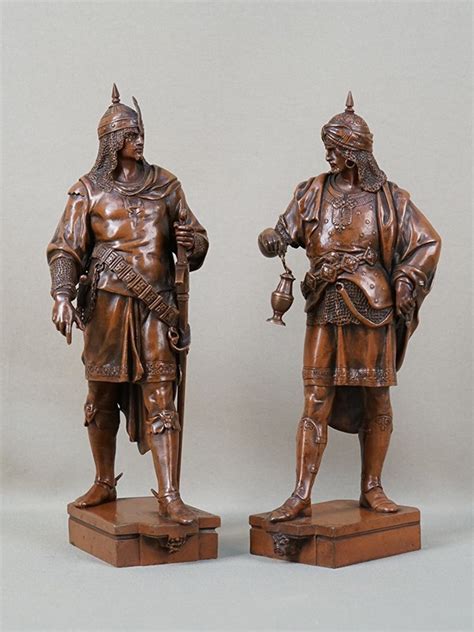 Пара скульптур Сарацин и Крестоносец бронза Франция конец Xix века высота 26см