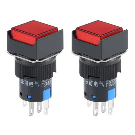 Aliexpress Com Buy UXCELL Pcs Switches Mm Latching Push Button Switch Red LED Light Square