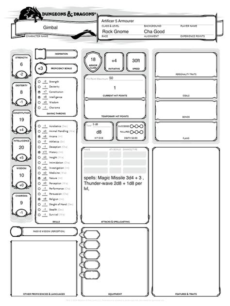 Character Sheet Form Fillable Pdf Fantasy Role Playing Games