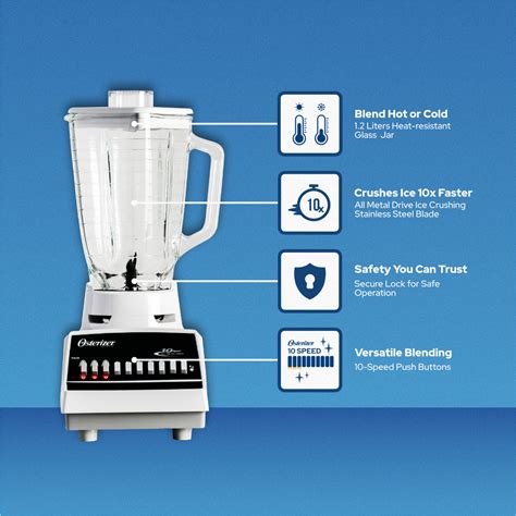 Oster 10 Speed Blender With Heat Resistant Glass Jar 1 25l Shopee
