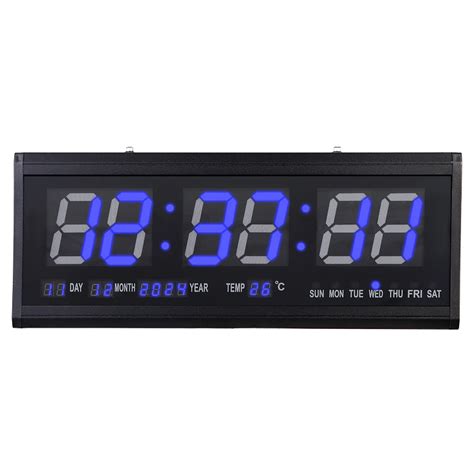 Digital Led Wall Clock Oversize Wall Clock Plug In Powered Auto Dimmer Big Calendar And