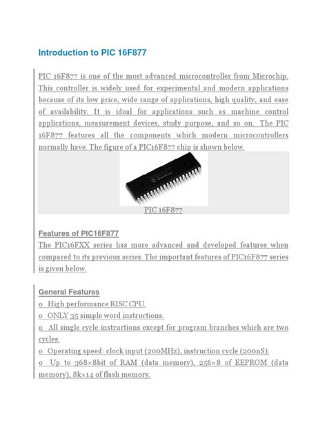 3 introduction to pic 16f877 pdf pic microcontroller microcontroller
