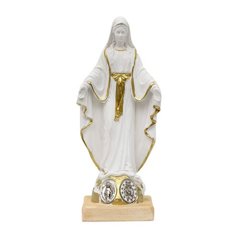 Statue Of Our Lady Of Miracles In White Resin