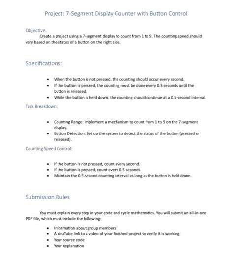 Project 7 Segment Display Counter With Button Chegg Com
