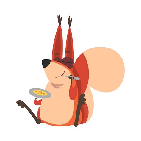 Niedliches Eichhörnchen Mit Buschigem Schwanz Das Vektorillustration