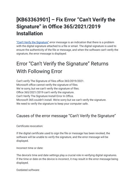 PPT Cant Verify The Signature In Office 365 2021 2019 Installation