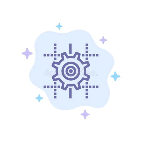 Setting Gear Computing Line Blue Icon On Abstract Cloud Background
