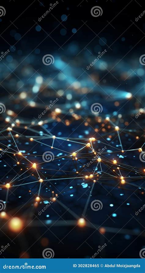 Low Poly Dark Background Connecting Dots Lines Cyber Big Data Stock Illustration