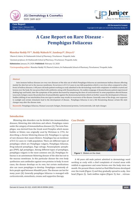 Pdf A Case Report On Rare Disease Pemphigus Foliaceus