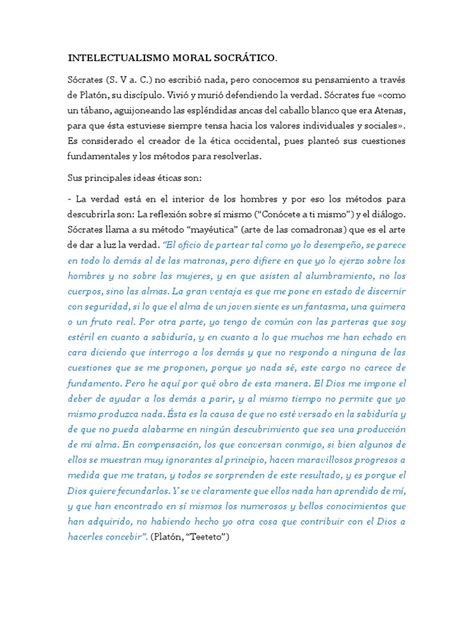 Intelectualismo Moral De Socrates Pdf Sócrates Relativismo