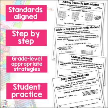 Adding Subtracting Decimals GUIDED MATH NOTES Models Number Lines Place Value