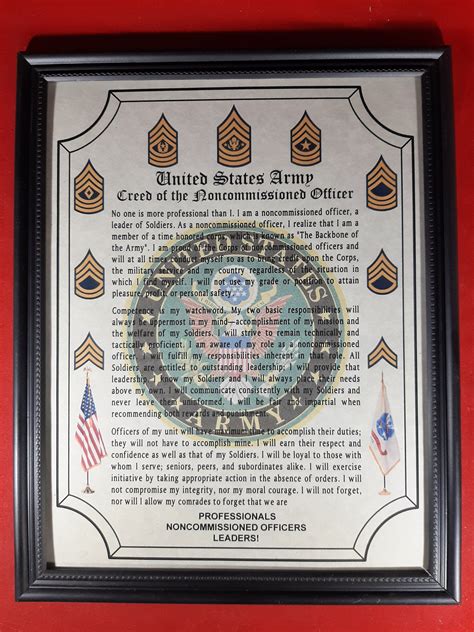 Nice Us Army Creed Of The Noncommissionned Officer Can Be Personalized
