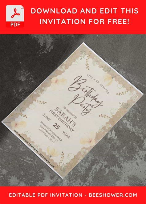 Easily Edit PDF Invitation Chic Vintage Floral Baby Shower Invitation