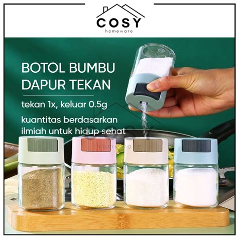 Jual COSY Botol Kaca Tempat Bumbu Garam Gula Tekan Otomatis Wadah
