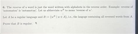 Solved The Reverse Of A Word Is Just The Word Written With