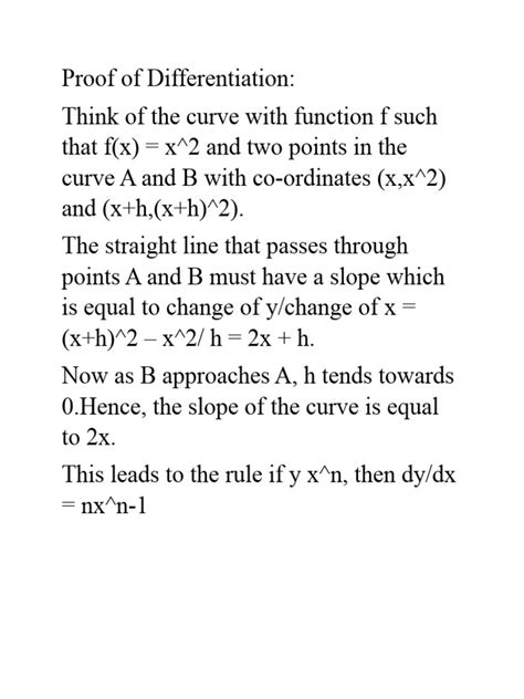 Proof Of Differentiation Pdf