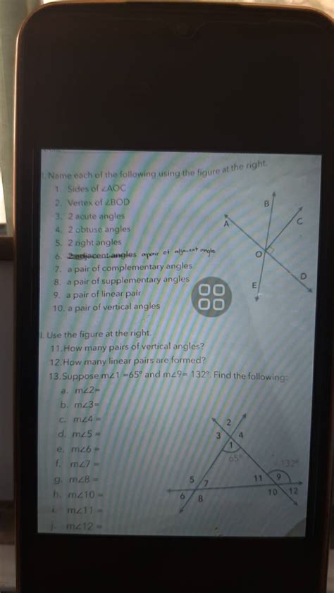 Name Each Of The Following Using The Figure At The Right 1 Sides Of ∠ao