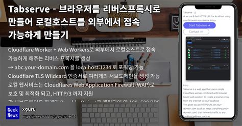 tabserve 브라우저를 리버스프록시로 만들어 로컬호스트를 외부에서 접속 가능하게 만 geeknews