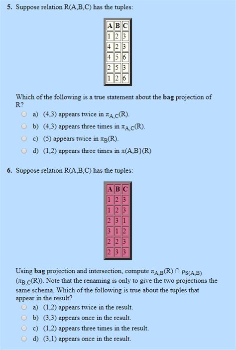 solved 1 suppose relation r a b c has the tuples abc