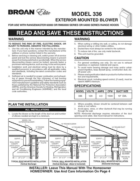 Broan 512m Hvac Installation Guide