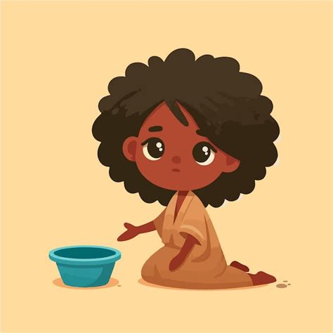 Vector De Menina Mendiga Negra Vetor Premium
