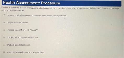 Solved A Nurse Is Admitting A Client With Appendicitis As