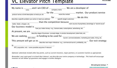 30 Second Pitch Template Elevator Pitch Template Doliquid Williamson