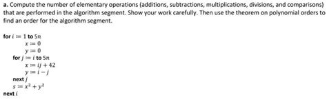 Solved A Compute The Number Of Elementary Operations