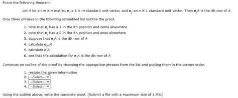 Solved E Prove The Following Theorem Let A Be An M X N Chegg Com