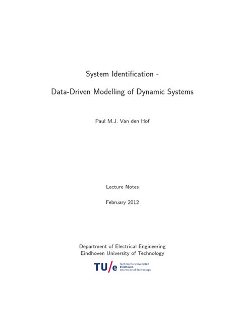 system identi cation data driven modelling of dynamic systems paul m