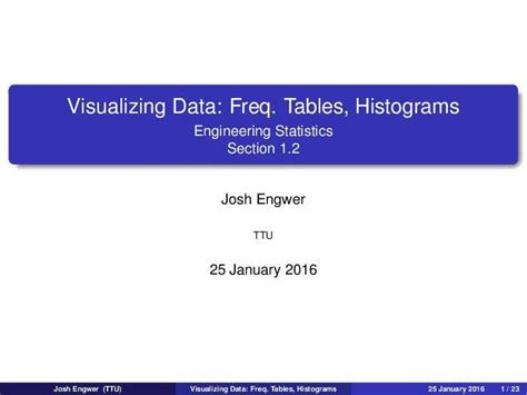 Pdf Visualizing Data Freq Tables · Pdf Filefrequency Polygons Chapter 3 Josh Engwer Ttu
