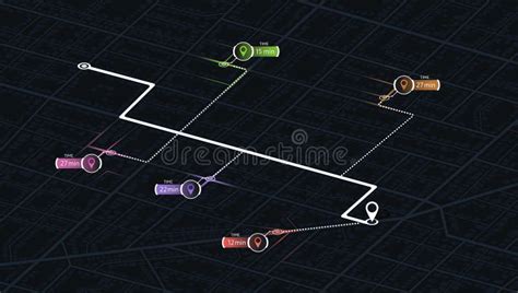 detailed city street map with various points of interest gps tracking system to navigate and