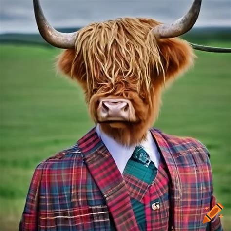 Highland Cow In A Scottish Kilt On Craiyon