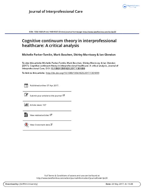 Pdf Cognitive Continuum Theory In Interprofessional Healthcare A