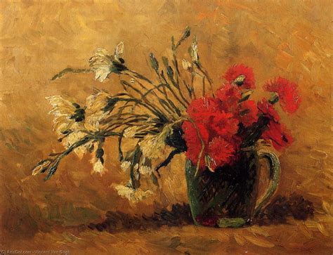 Reproductions De Qualité Musée Vase aux oeillets rouges et blancs sur