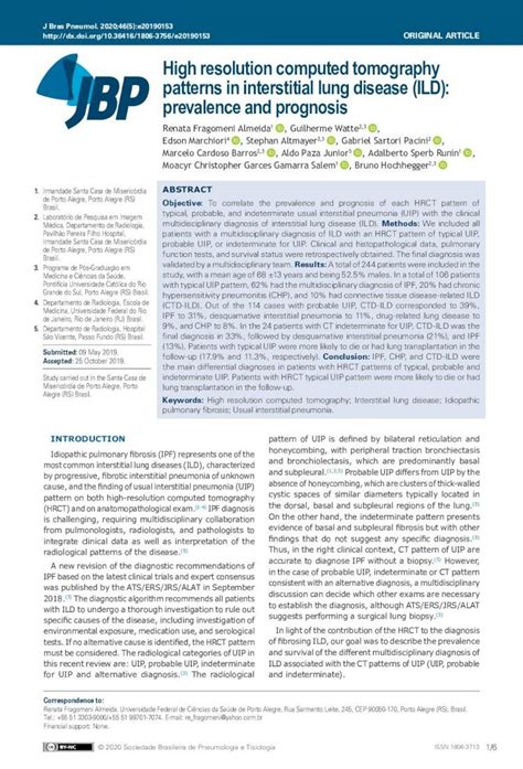 pdf high resolution computed tomography patterns in